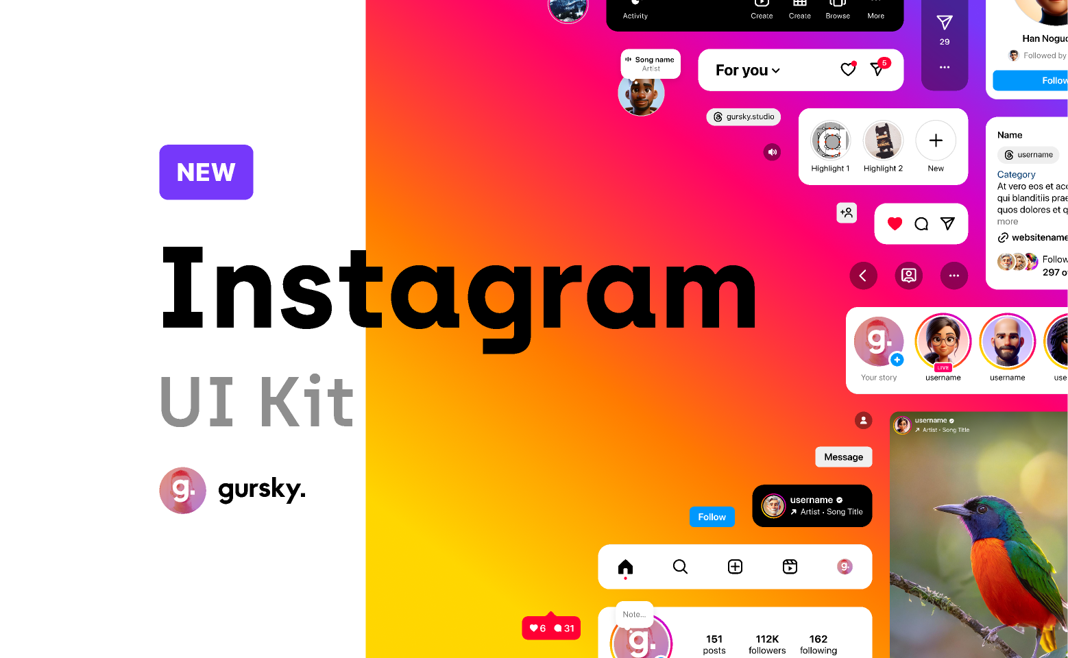 Instagram - UI Kit 1.0 | DesignSystemHunt.com